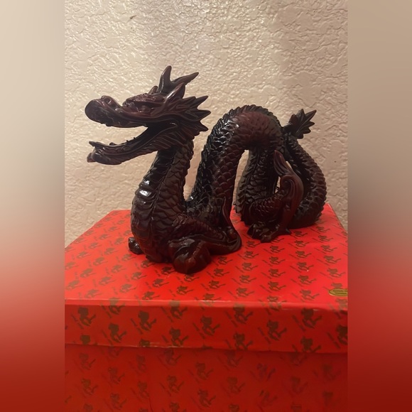 Accents | Vintage Chinese Red Resin Dragon Feng Shui Good Luck Dragon ...